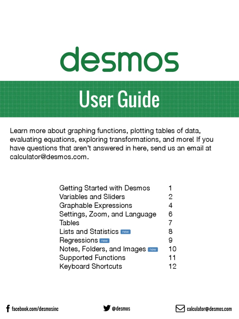 Desmos User Guide | PDF | Regression Analysis | Cartesian Coordinate System