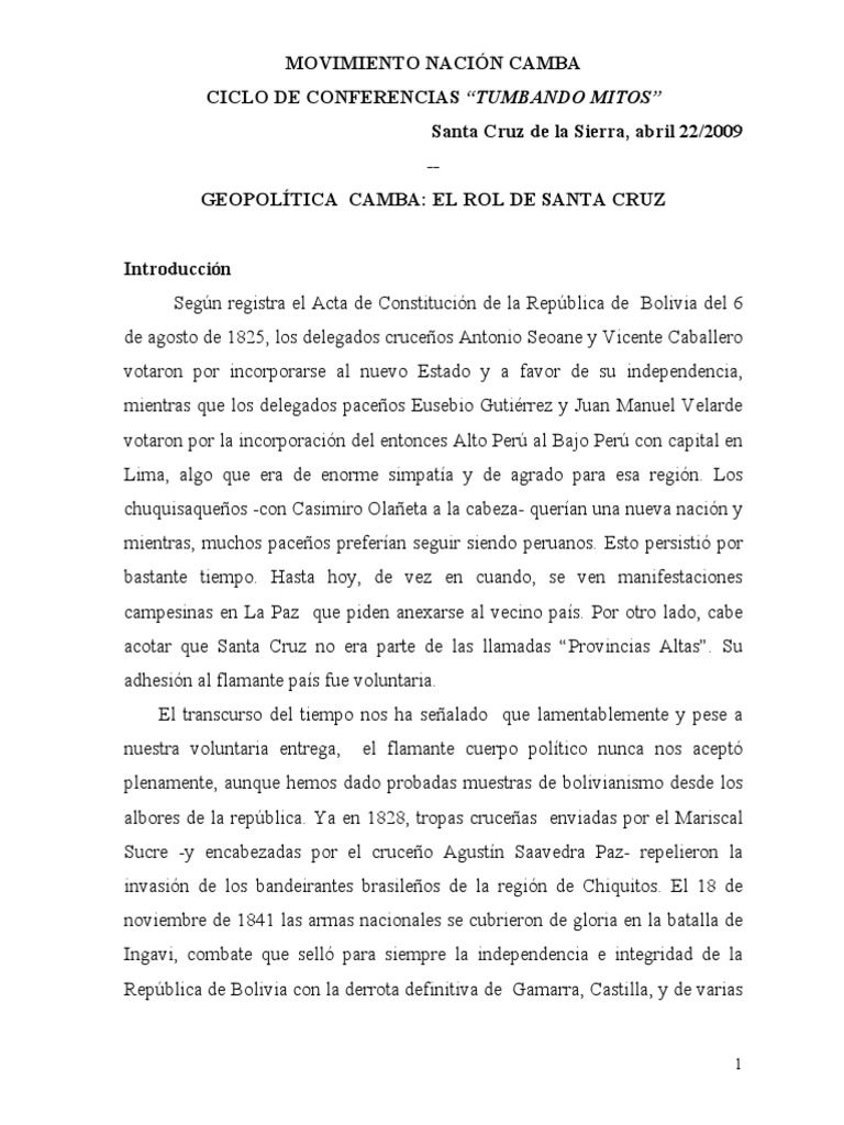 Movimiento Nación Camba Ciclo de Conferencias "Tumbando Mitos" | PDF ...