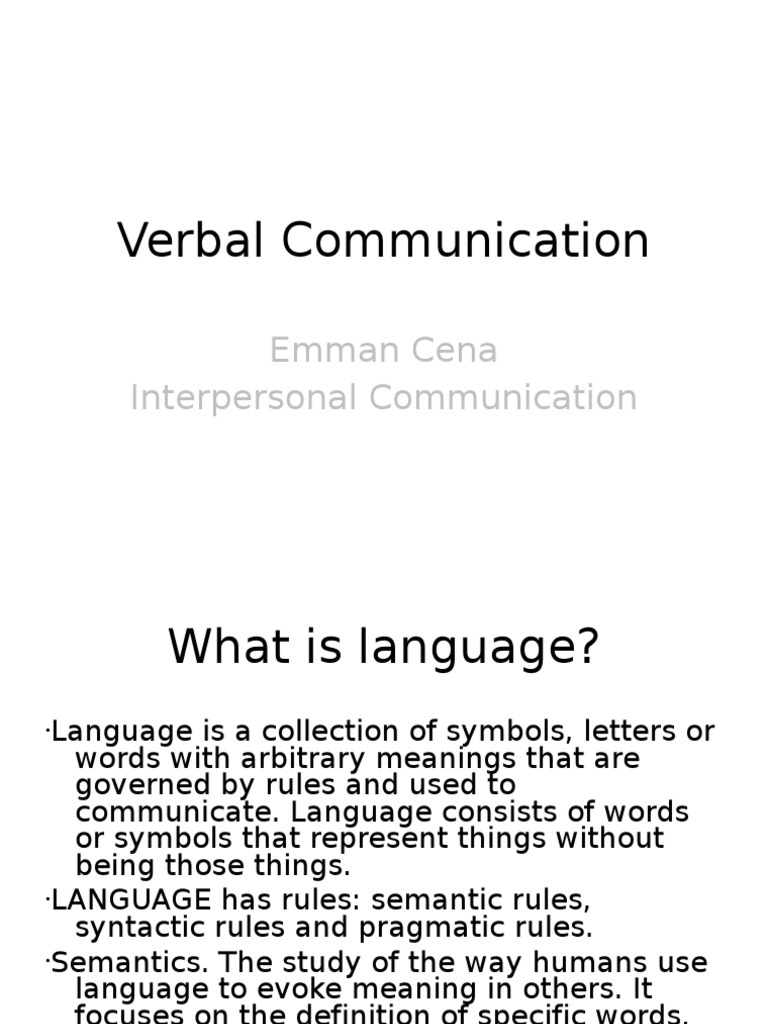 Verbal Communication: Emman Cena Interpersonal Communication | PDF ...