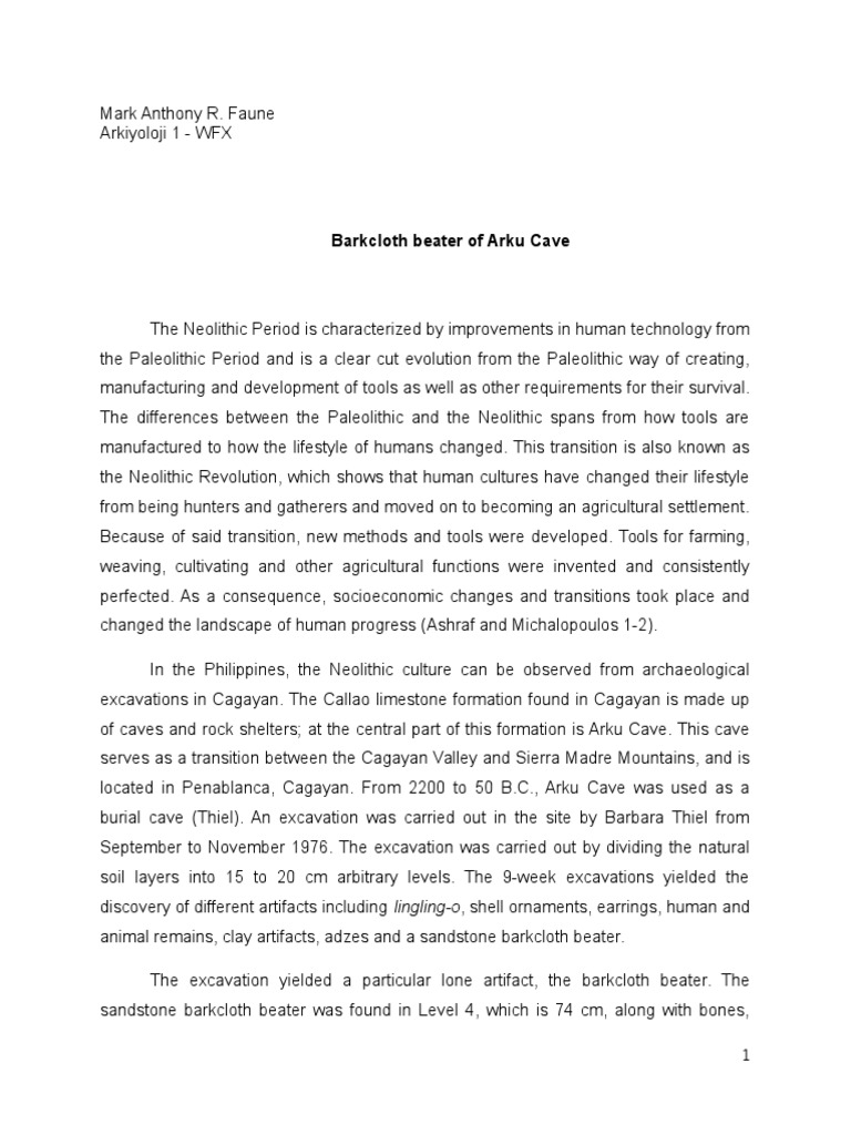 Bark Cloth Beater of Arku Cave | PDF | Neolithic | Paleolithic