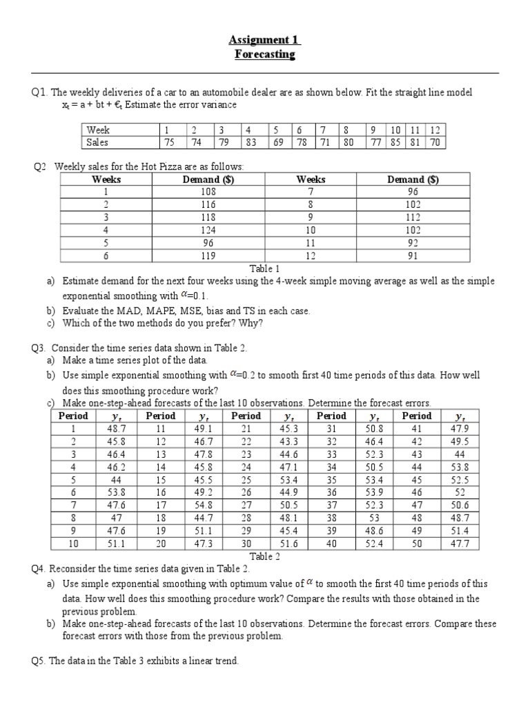 Forecasting Assignment 1 | PDF | Forecasting | Bias Of An Estimator