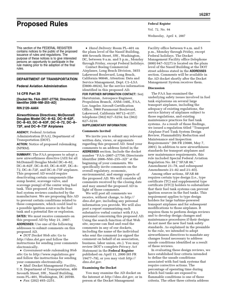 Proposed Rule: Airworthiness Directives: McDonnell Douglas | PDF ...