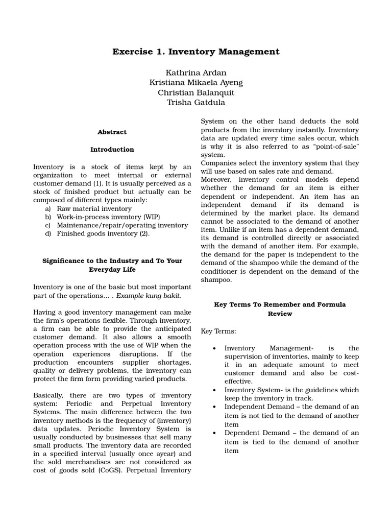Inventory Management Systems Explained | PDF | Inventory | Demand