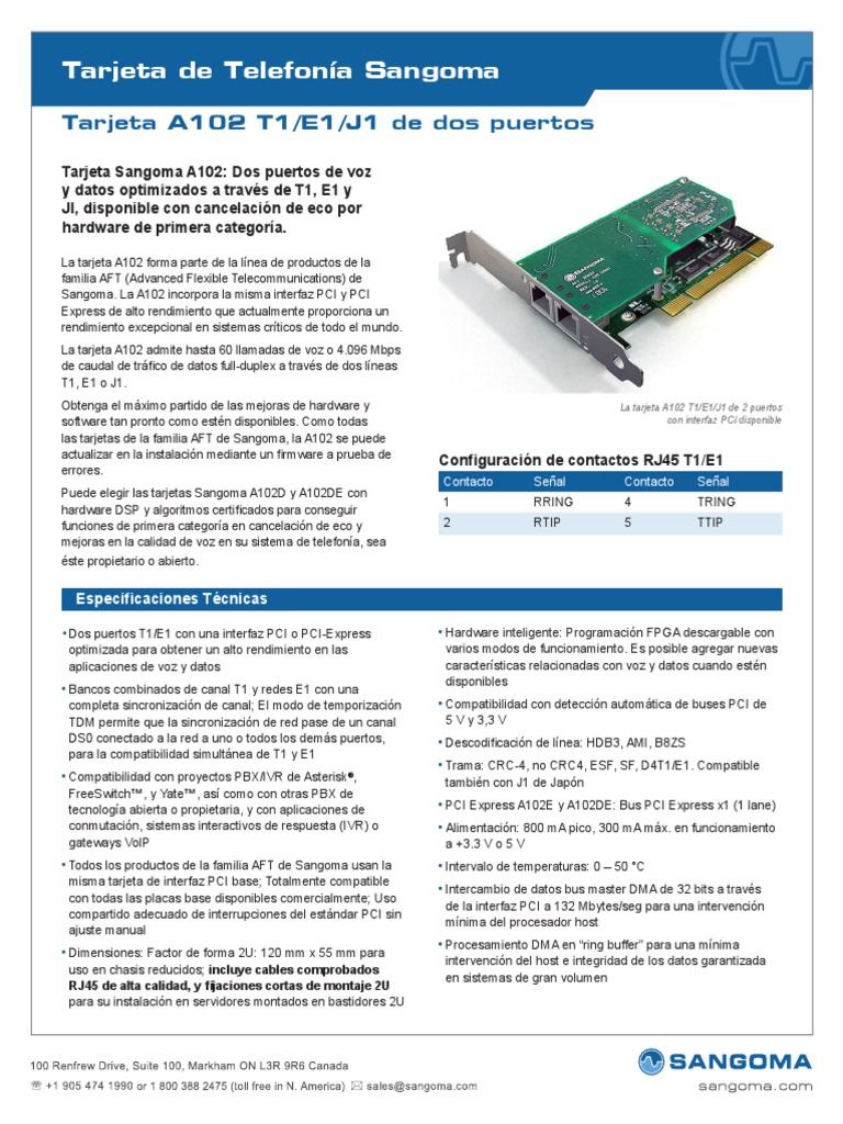 Tarjeta de Telefonía Sangoma | PDF | Protocolos de capa física | Red de ...