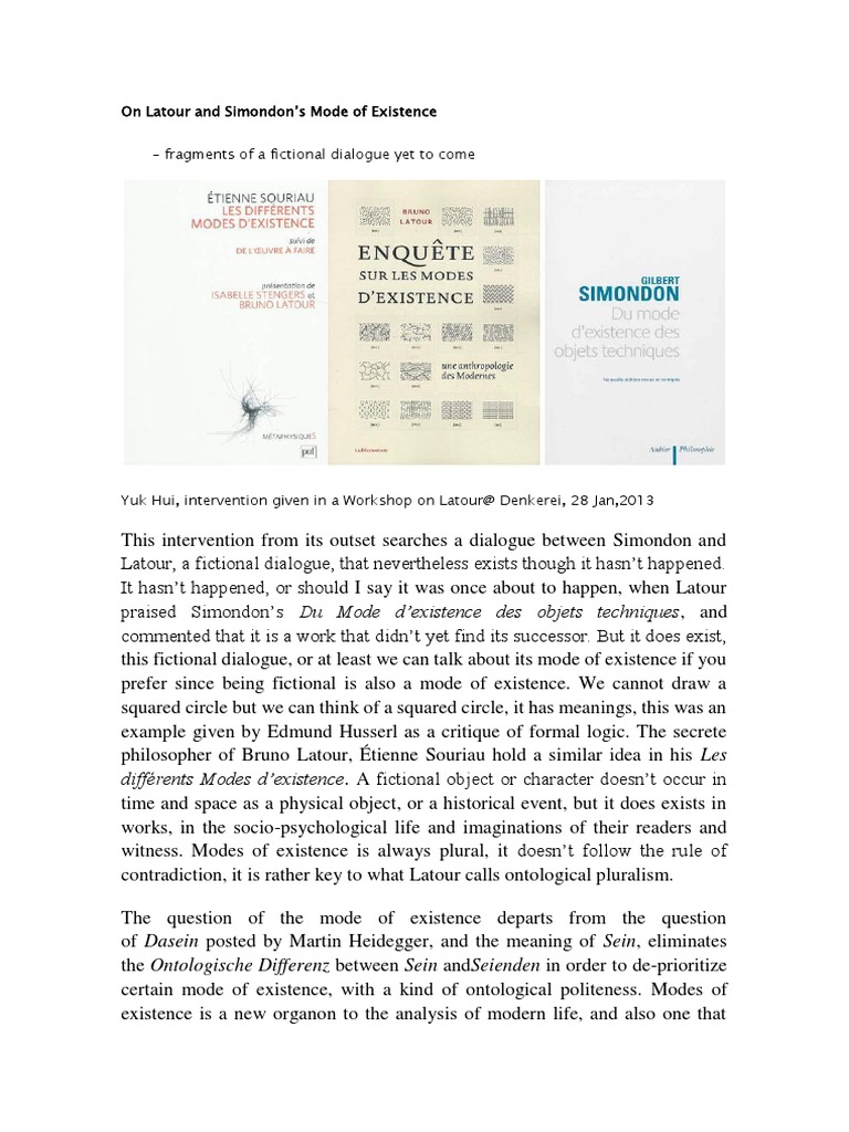 On Latour and Simondon | PDF | Reality | Existence