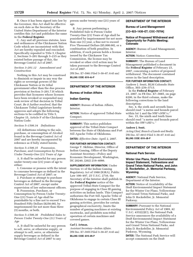 Federal Register / Vol. 72, No. 62 / Monday, April 2, 2007 / Notices ...