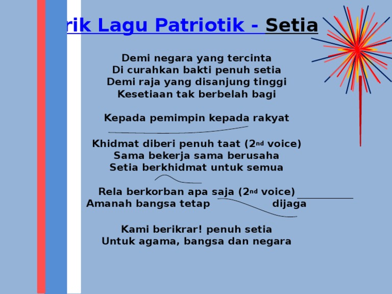 Lirik Lagu Patriotik - Setia | PDF