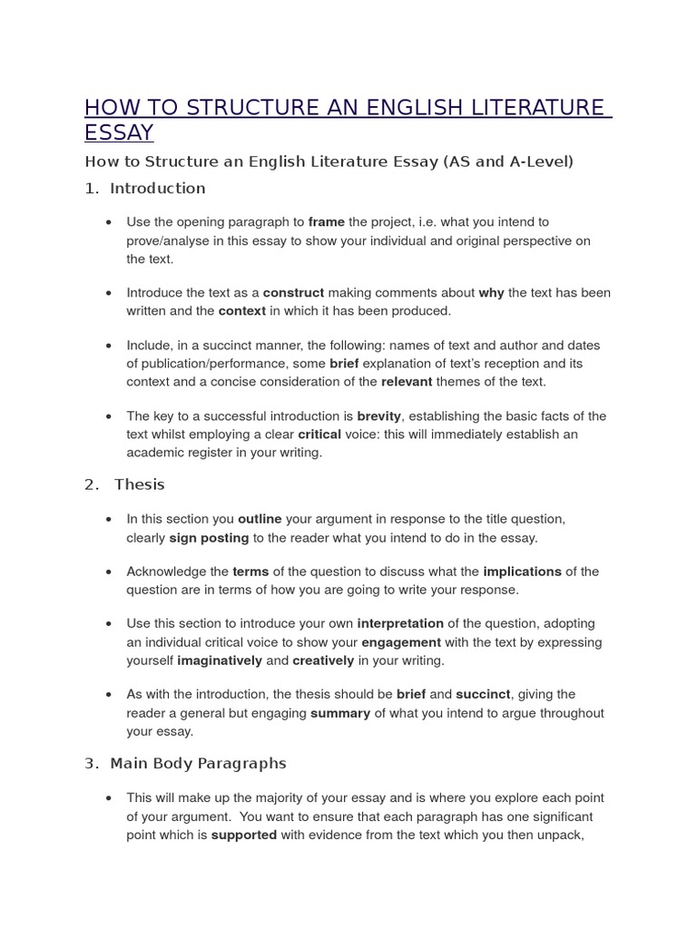 How To Structure An English Literature Essay | PDF | Essays | Argument