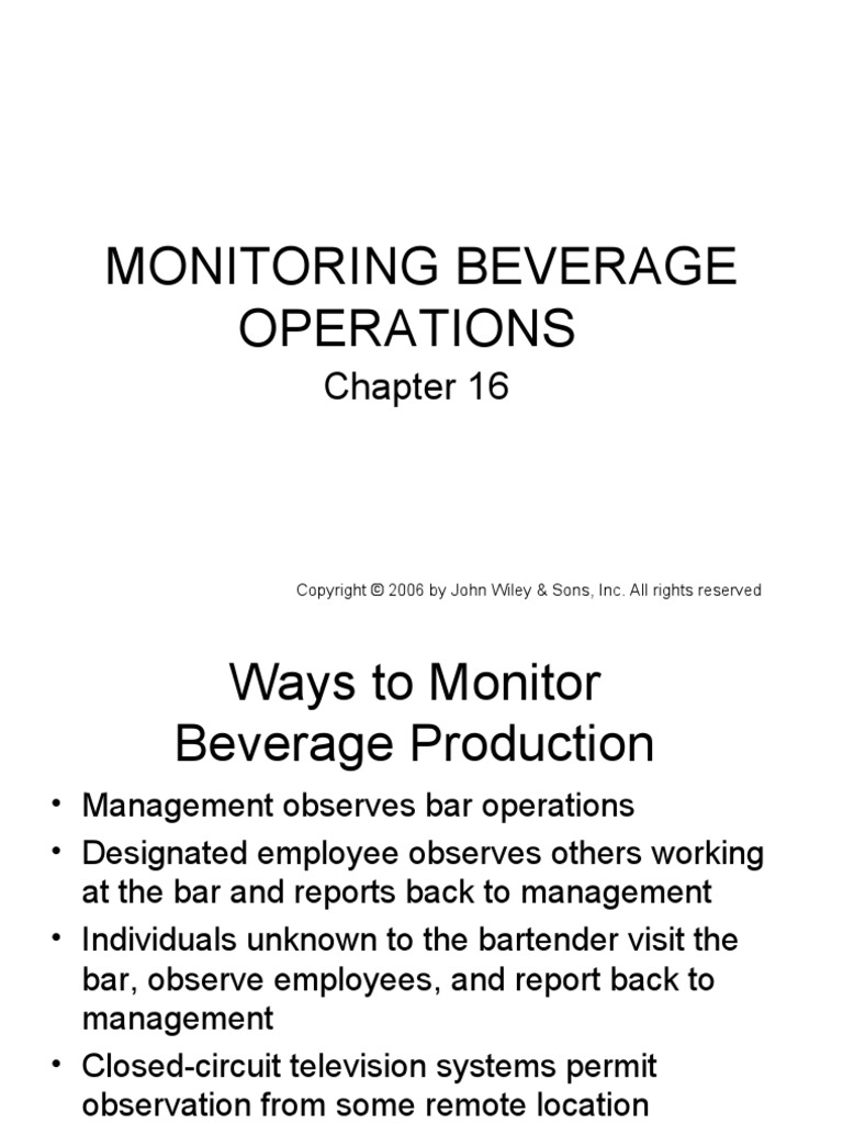 Monitoring Beverage Operations | PDF | Drink | Inventory