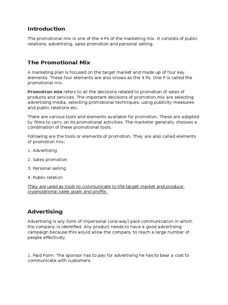 Understanding the Promotional Mix Elements | PDF | Advertising | Sales