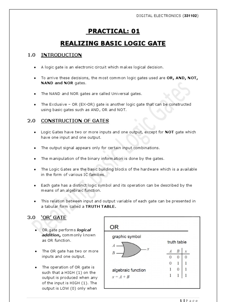 1 Basic Logic Gate | PDF | Logic Gate | Digital Electronics