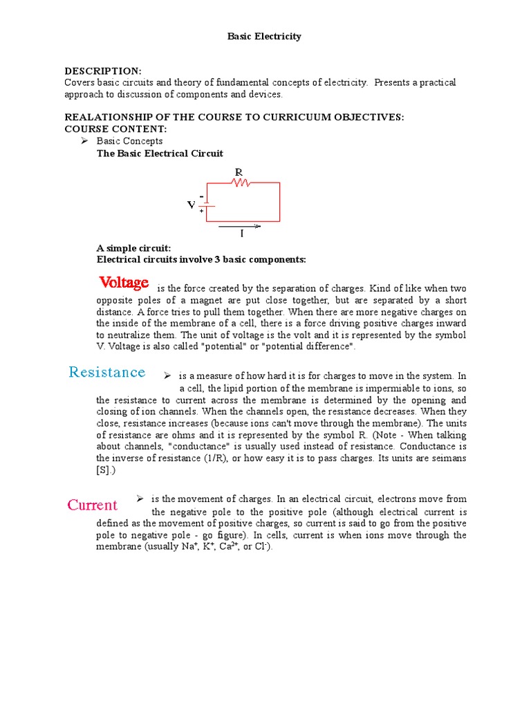 ELE 115 Basic Electricity | PDF | Voltage | Electric Current