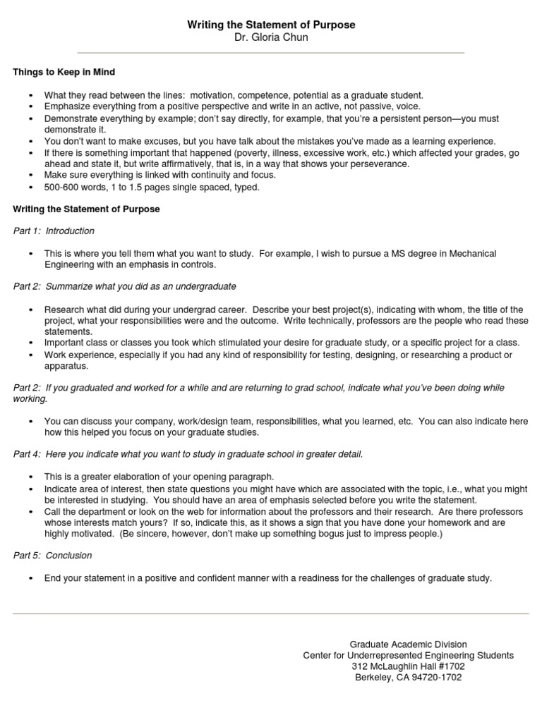 Writing Statement of Purpose | PDF | Graduate School | Motivation
