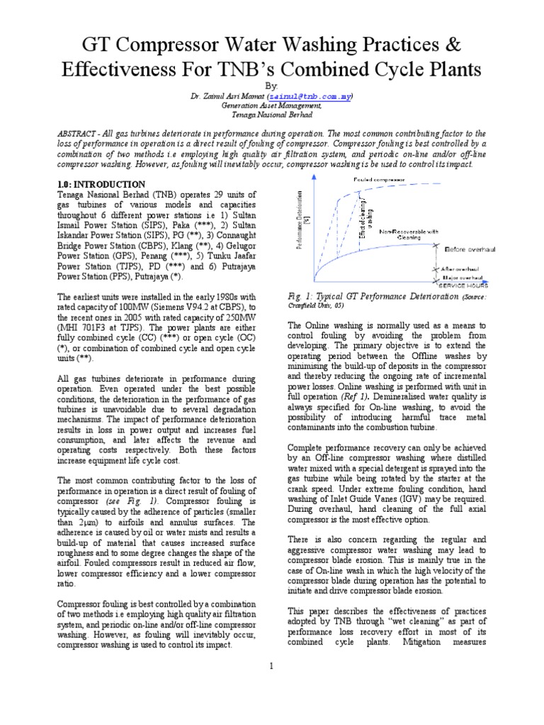 Compressor Washing Performance | PDF | Online And Offline | Gas Turbine