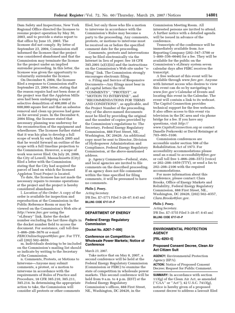 Notice: Air Pollution Control: Citizens Suits Proposed Settlements ...