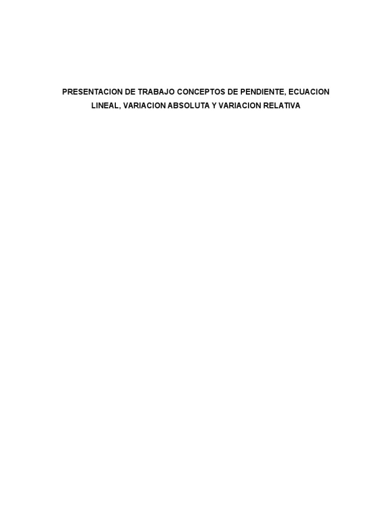 Variación Absoluta y Relativa Explicada | PDF | Pendiente | Ecuaciones