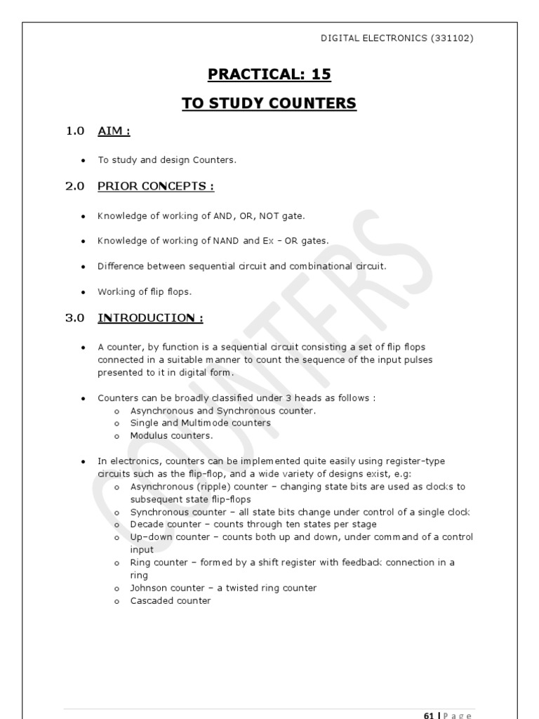Practical: 15 To Study Counters: Sohil Vohra (Lecturer - Shri K.J ...