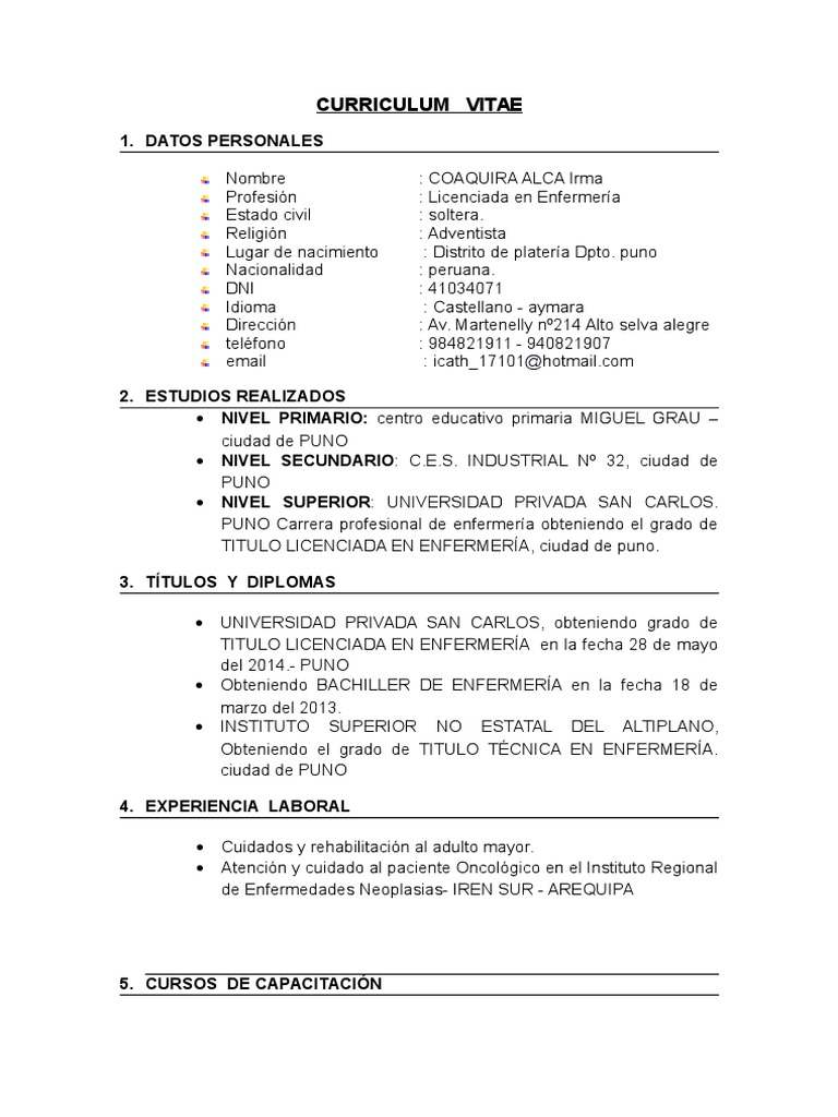 Curriculum Irma | PDF | Enfermería | Ciencias de la Salud