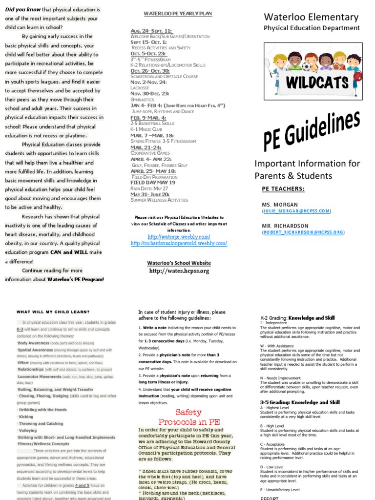 Pe Guidelines 15-16 | PDF | Physical Education | Cognitive Science