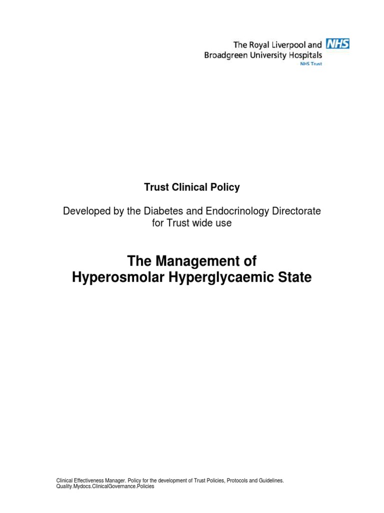 Management of Hyperosmolar Hyperglycaemic State | PDF | Hyperglycemia ...