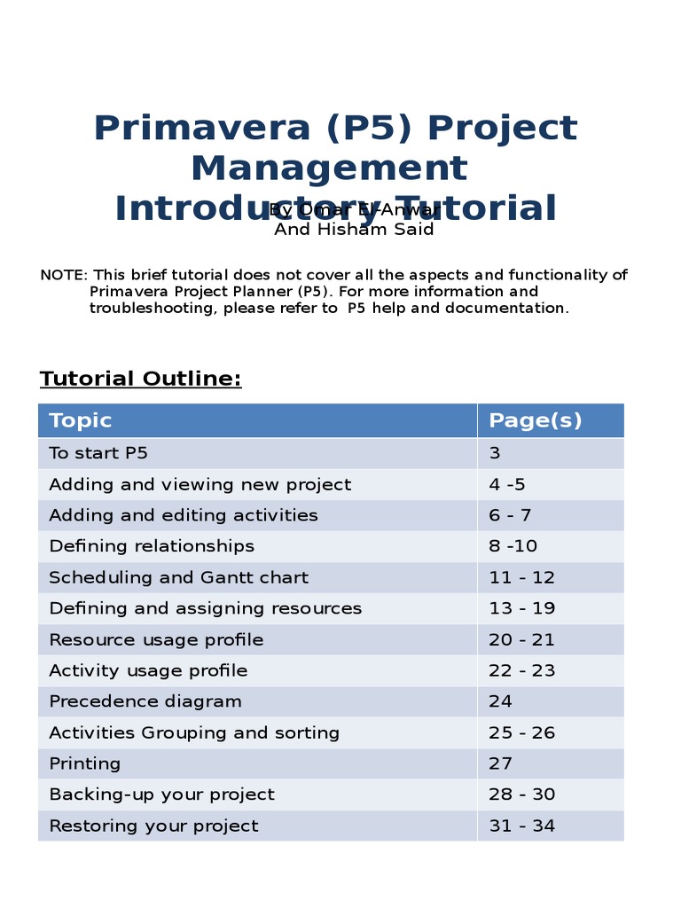 Primavera P5 Project Management Guide | PDF | Software | Computing