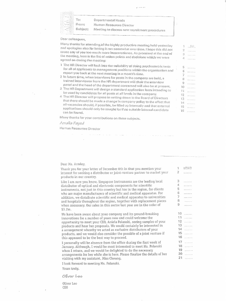 BEC Higher Reading 4 and 5 Examples | PDF