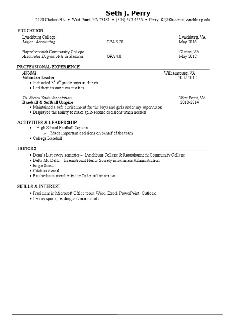 Seth J. Perry: Accounting Graduate Profile | PDF