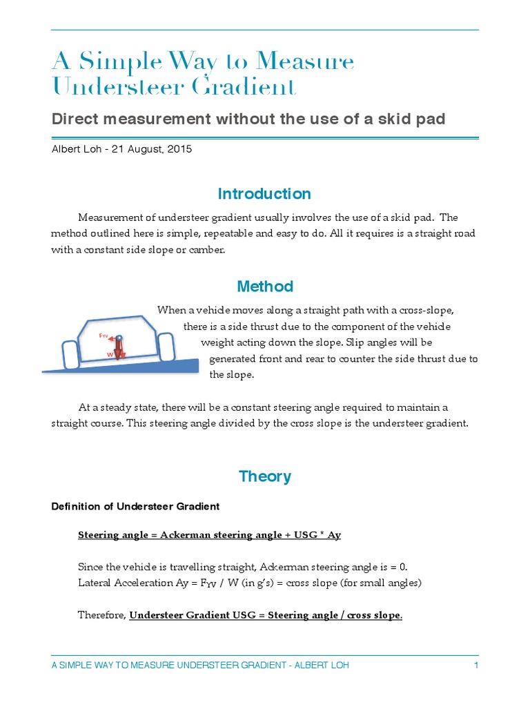 A Simple Way To Measure Understeer Gradient | PDF