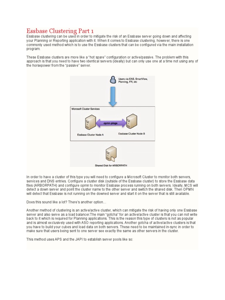 Essbase Clustering Part 1 Pdf Computer Cluster Load Balancing Computing