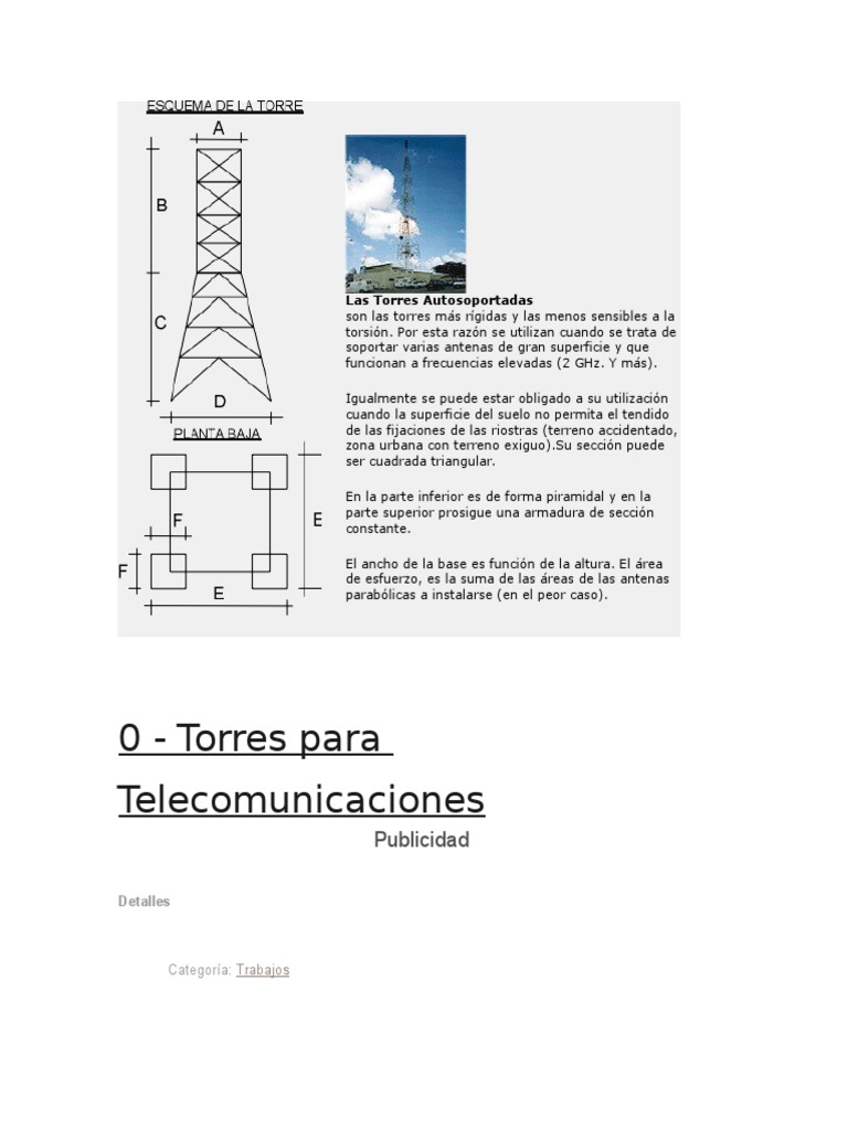 Torres para Telecomunicaciones: Tipos y Análisis Estructural | PDF ...