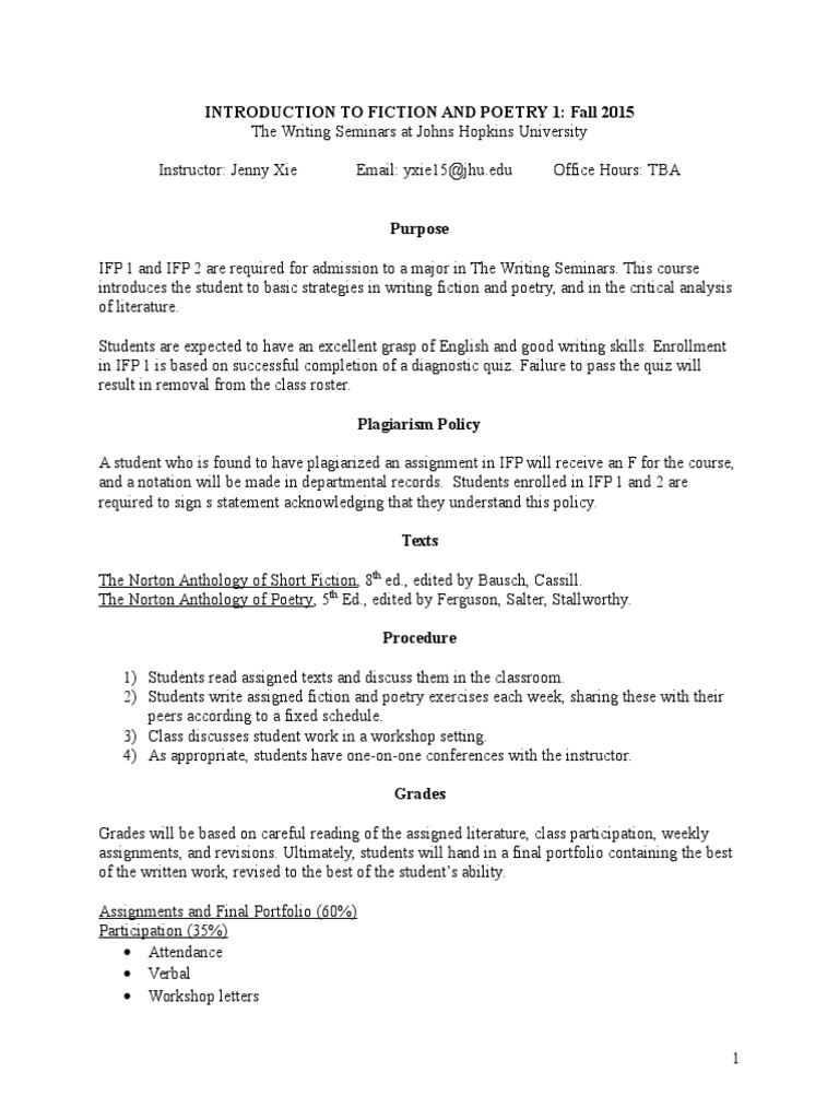 IFP 1 F15 Syllabus | PDF | Plagiarism | Communication