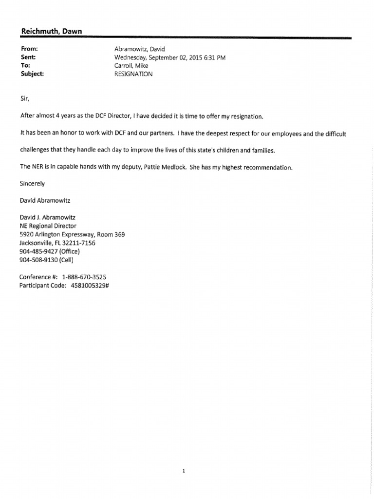 DCF Resignation Letter | PDF