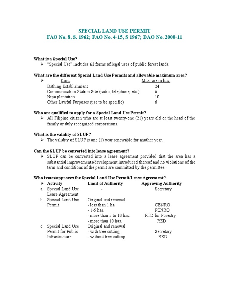 Special Land Use Permit Requirements and Application Procedures | PDF ...