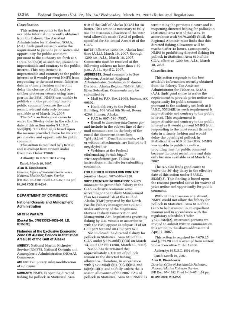 Rule: Fishery Conservation and Management: Alaska Fisheries of ...