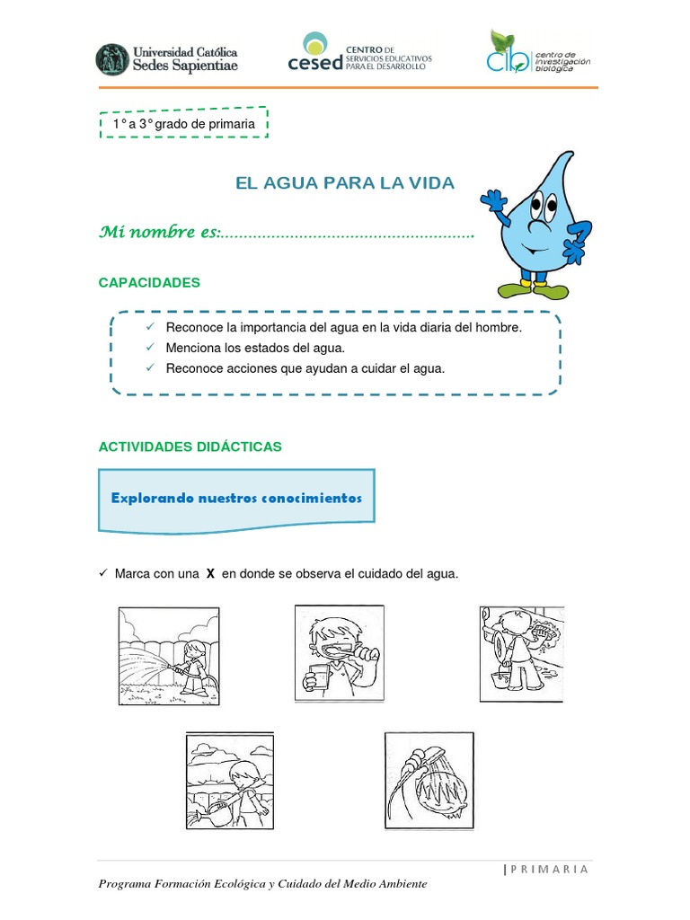Ficha 1-3 Grado | PDF | Agua | Entorno natural