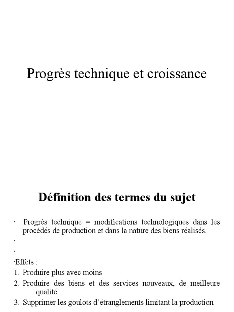 Progrès Technique Et Croissance | PDF | Changement technologique ...