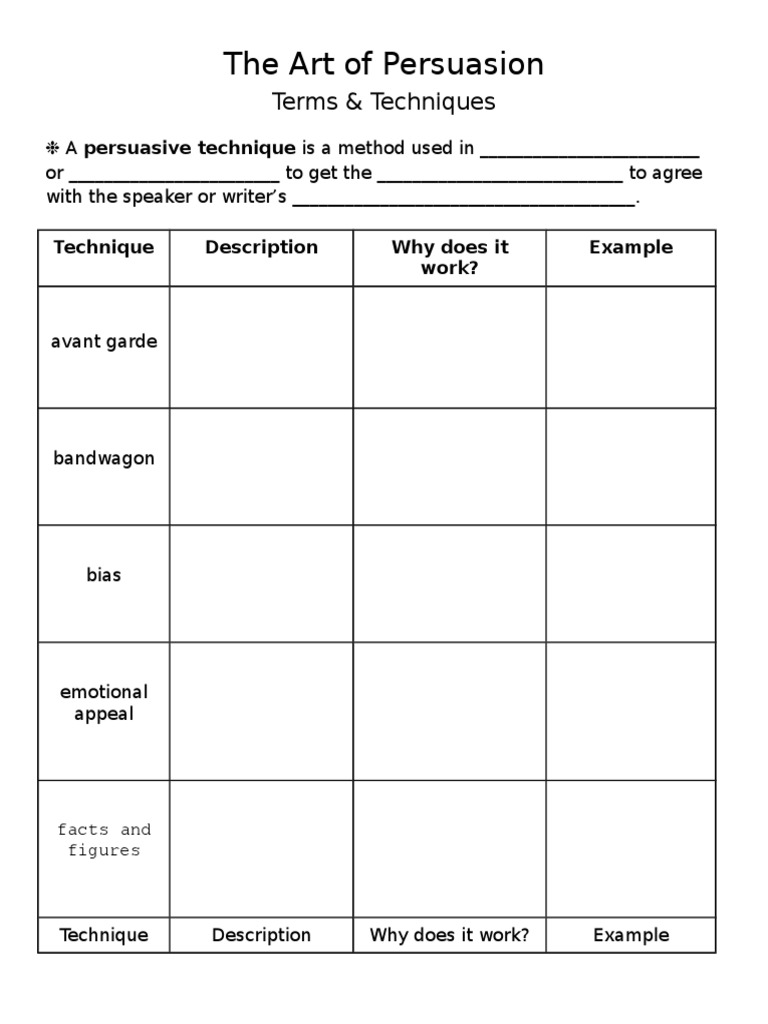 The Art of Persuasion: Terms & Techniques | PDF