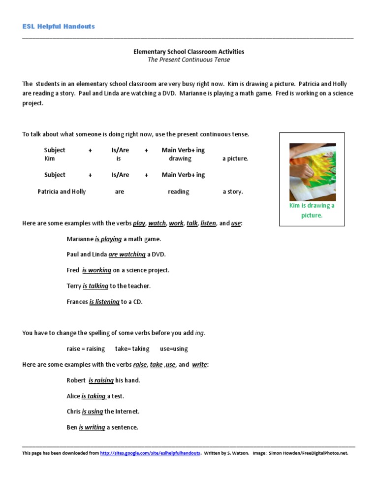 ESL Helpful Handouts - Elementary School Classroom Activities | PDF ...