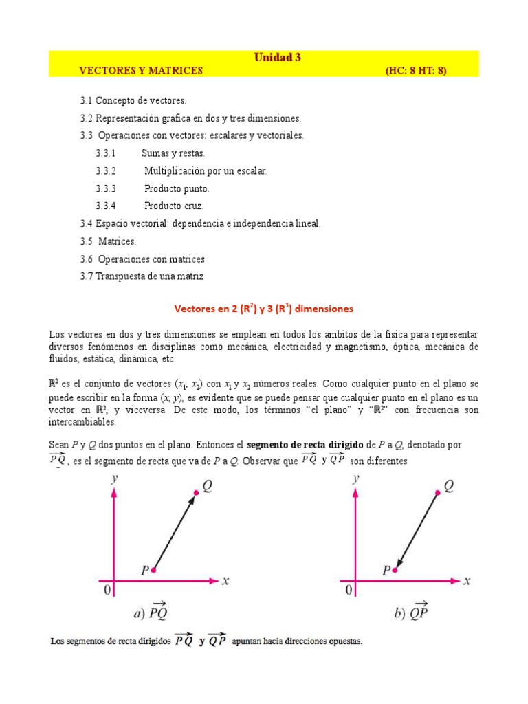 Vectores en R2 y R3 | PDF | Espacio vectorial | Matriz (Matemáticas)
