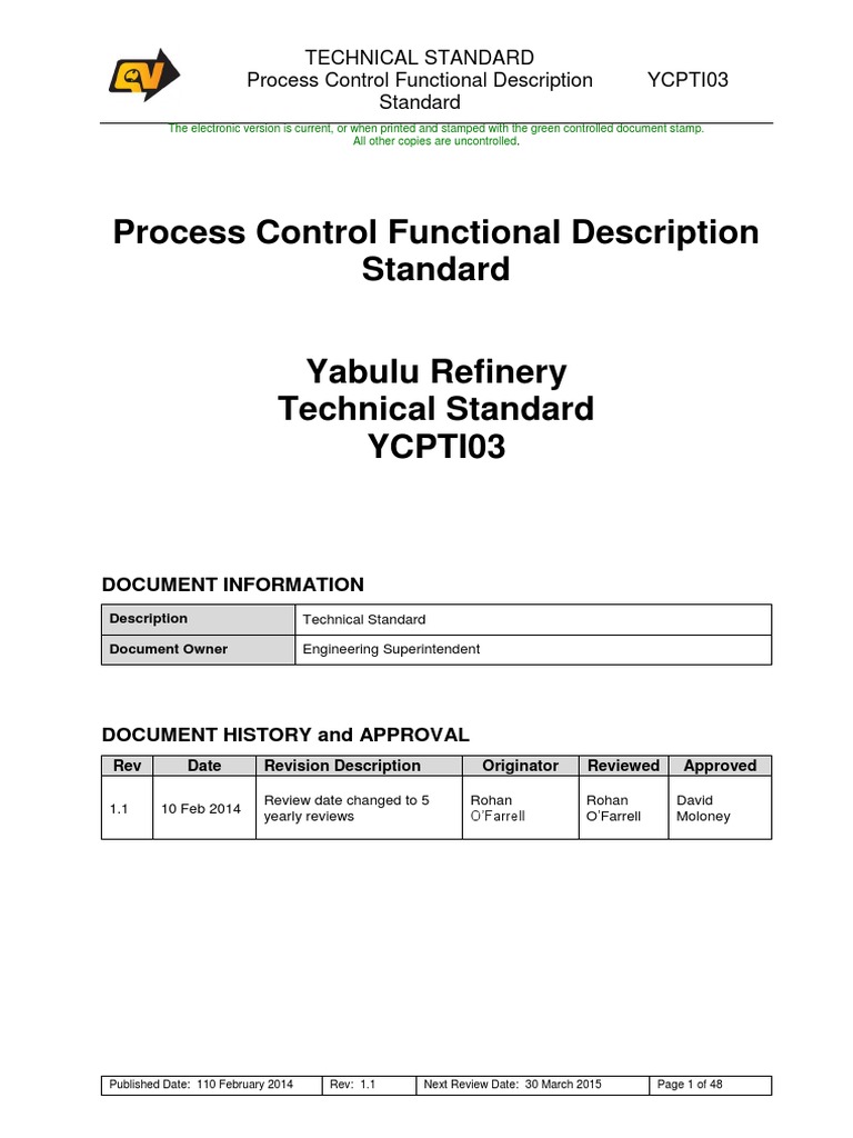YCPTI03 Process Control Functional Description | PDF | Microsoft Excel ...