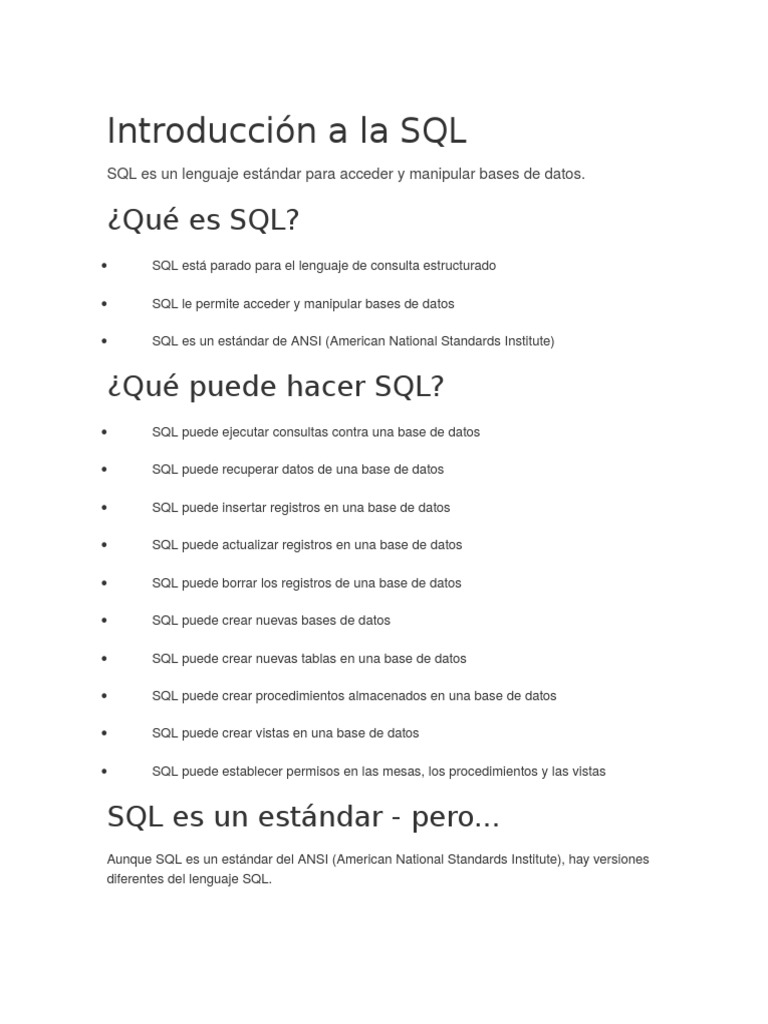 Introducción A La SQL NIVEL BASICO | PDF | SQL | Bases de datos