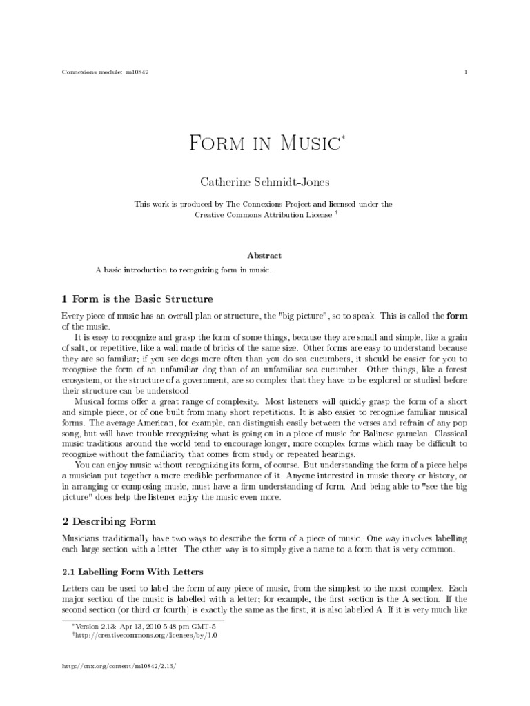 Form in Music | PDF | Musical Forms | Song Structure