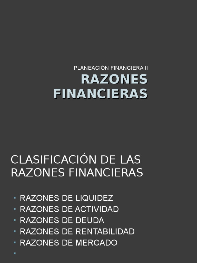 Clasificación de Razones Financieras | PDF