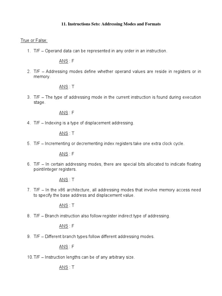 Instruction Sets Addressing Modes Formats | PDF | Instruction Set | C (Programming Language)