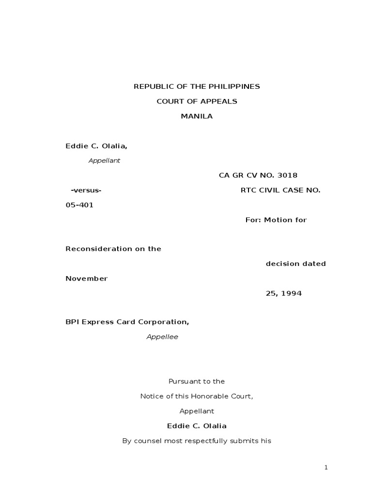 Appellant's Brief Sample | PDF | Brief (Law) | Credit Card