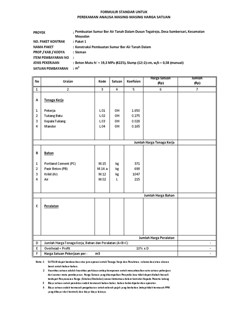 Konstruksi Sumur Bor Air Sleman | PDF