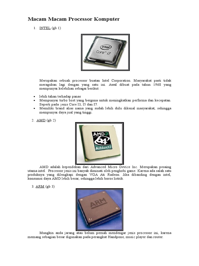 Macam Macam Processor Komputer | PDF