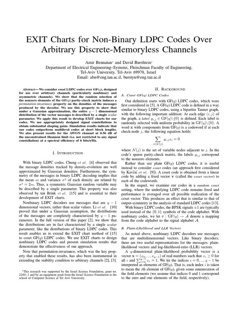 EXIT Charts For Non-Binary LDPC Codes Over Arbitrary Discrete ...