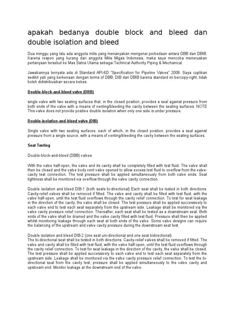 DBB vs DIB: Valve Isolation Explained | PDF | Valve | Machines