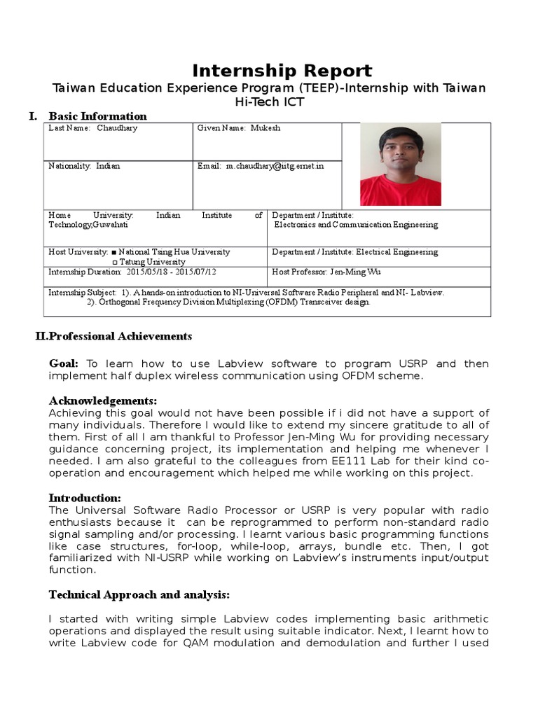 TEEP Internship Report | PDF | Modulation | Radio